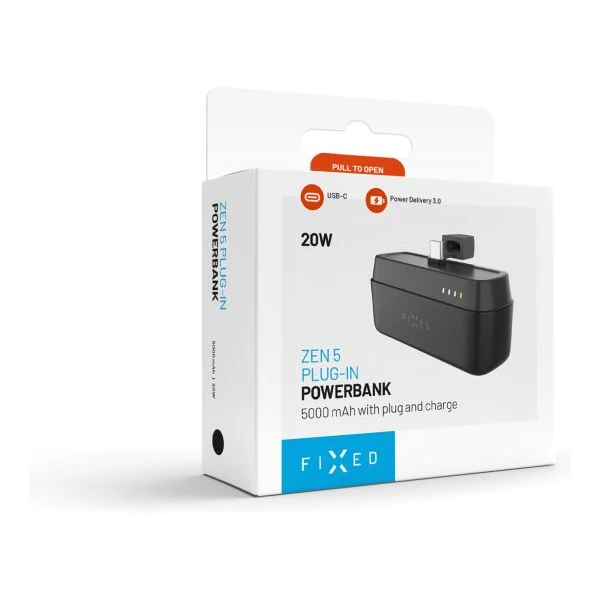 FIXED Zen 5 Plug-in powerbanka (PD) 20W, 5000 mAh čierna - Smarty.sk