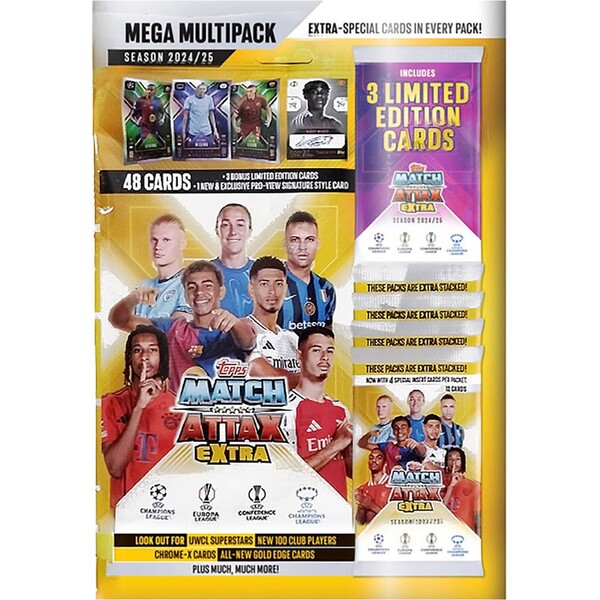 Futbalové karty Topps 2025 UCC MA Extra - Mega Multipack - Smarty.sk