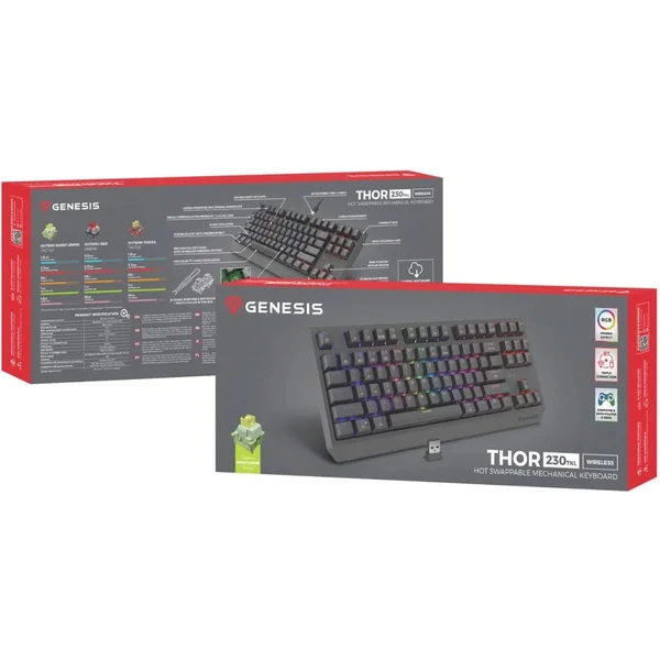 Genesis THOR 230 TKL RGB bezdrôtová mechanická klávesnica čierna Outemu ...